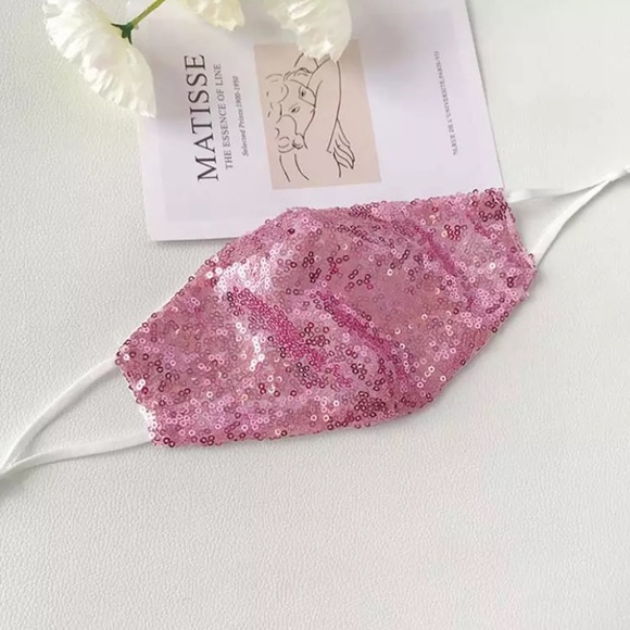 Accessories | New Bright Pink Sequence Sparkly Face Mask | Poshmark